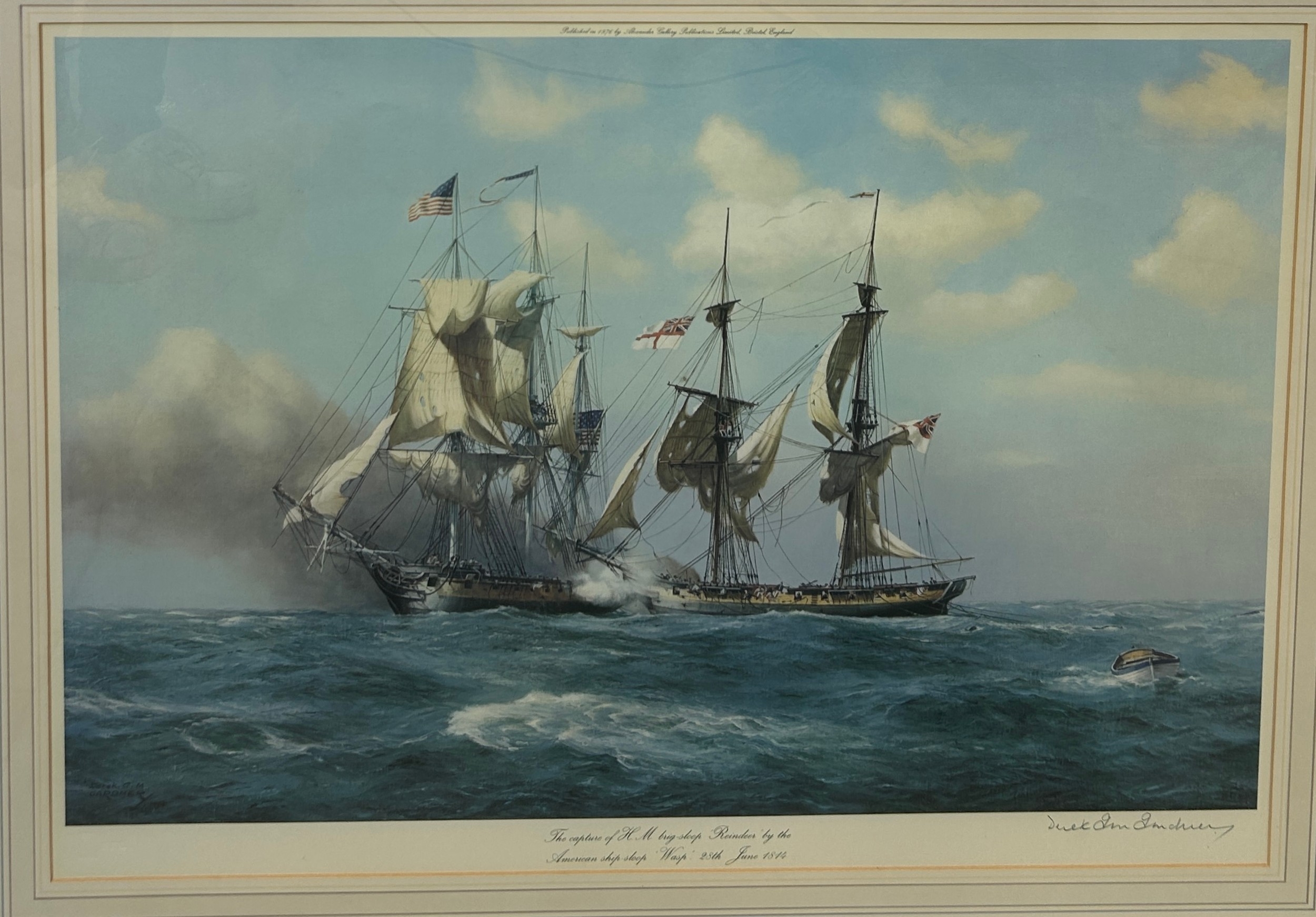 Derek Gardner | THE CAPTURE OF H.M.S REINDEER BY USS WASP | MutualArt