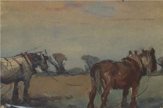 Harry Buckley | A WATERCOLOUR PAINTING ON PAPER DEPICTING TWO HORSES ...