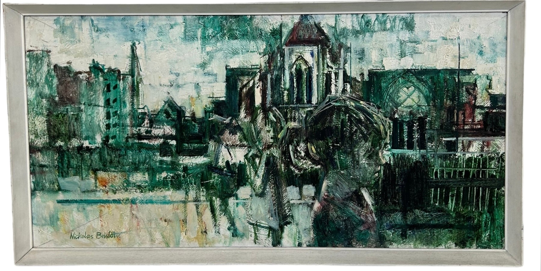 Nicholas Bristow | NICHOLAS BRISTOW AN OIL ON BOARD DEPICTING BUILDING ...