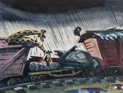 Mary Blair | Mary Blair Dumbo Giraffes on Train Concept/Color Key ...