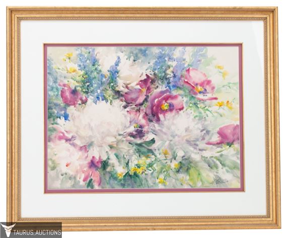 Elliott Eaton | Elliot Eaton Wildflower Watercolor Painting (Circa ...
