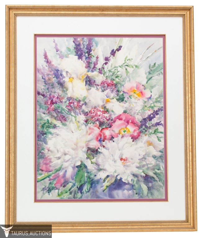 Elliott Eaton | Elliot Eaton - Floral Bouquet Watercolor (ca. 1970s ...