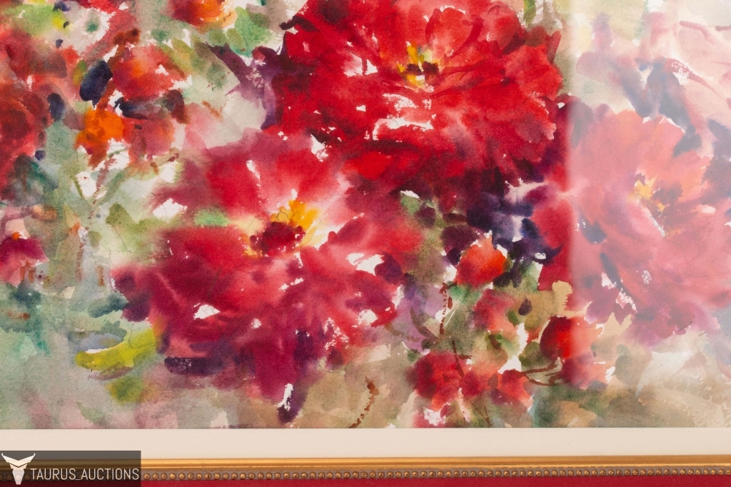 Elliott Eaton | Signed Elliot Eaton Rose Bouquet Watercolor (Circa ...