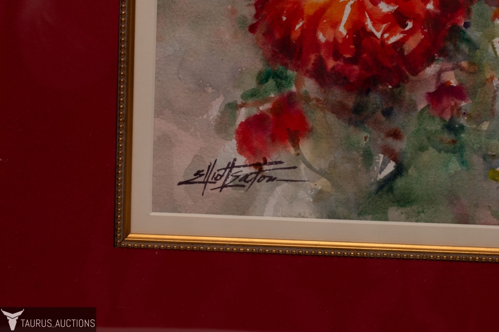 Elliott Eaton | Signed Elliot Eaton Rose Bouquet Watercolor (Circa ...
