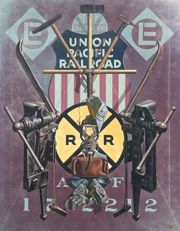 Gary T. Erbe | STUNNING MASSIVE GARY ERBE RAILROAD THEMED PAINTIN ...