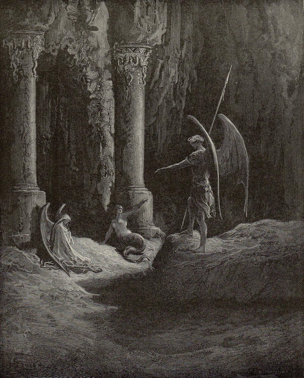 Gustave Doré | Satan confronting Sin and Death at the gates of Hell ...