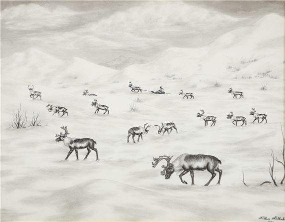 Wilbur Wright Walluk | Wilbur Walluk 1953 drawing Moose Grazing with ...