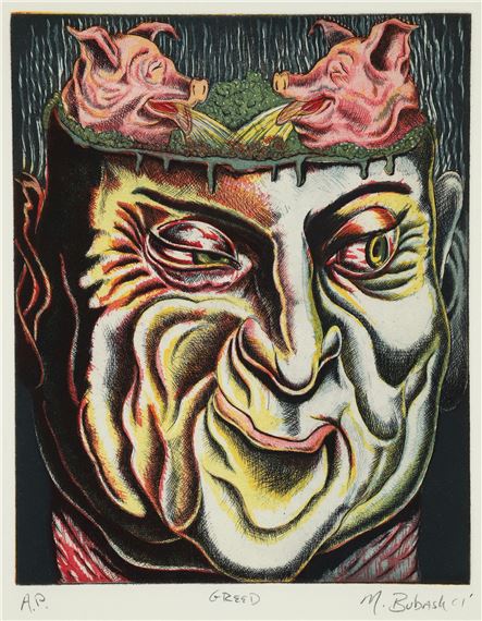 Nick Bubash | Nick Bubash Greed Seven Deadly Sins Etching 2001 (2001 ...