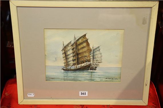 Simon Yew | 'Chinese Junk' watercolour | MutualArt