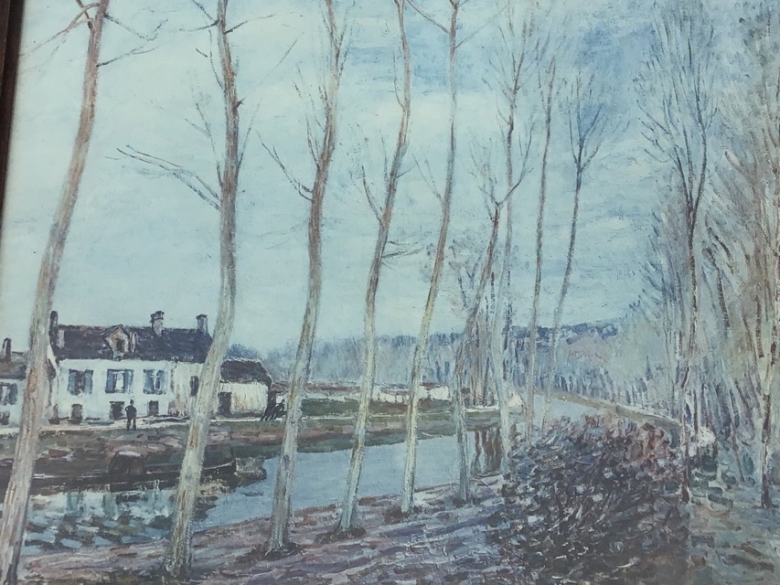 Alfred Sisley | a winter landscape with a house by a canal | MutualArt