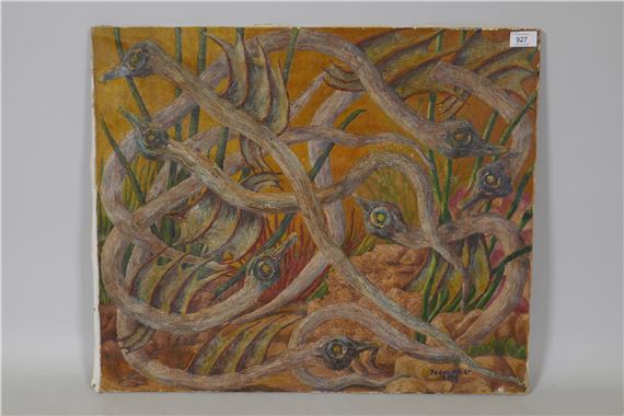 Pedro Alier | abstract with serpents (1971) | MutualArt