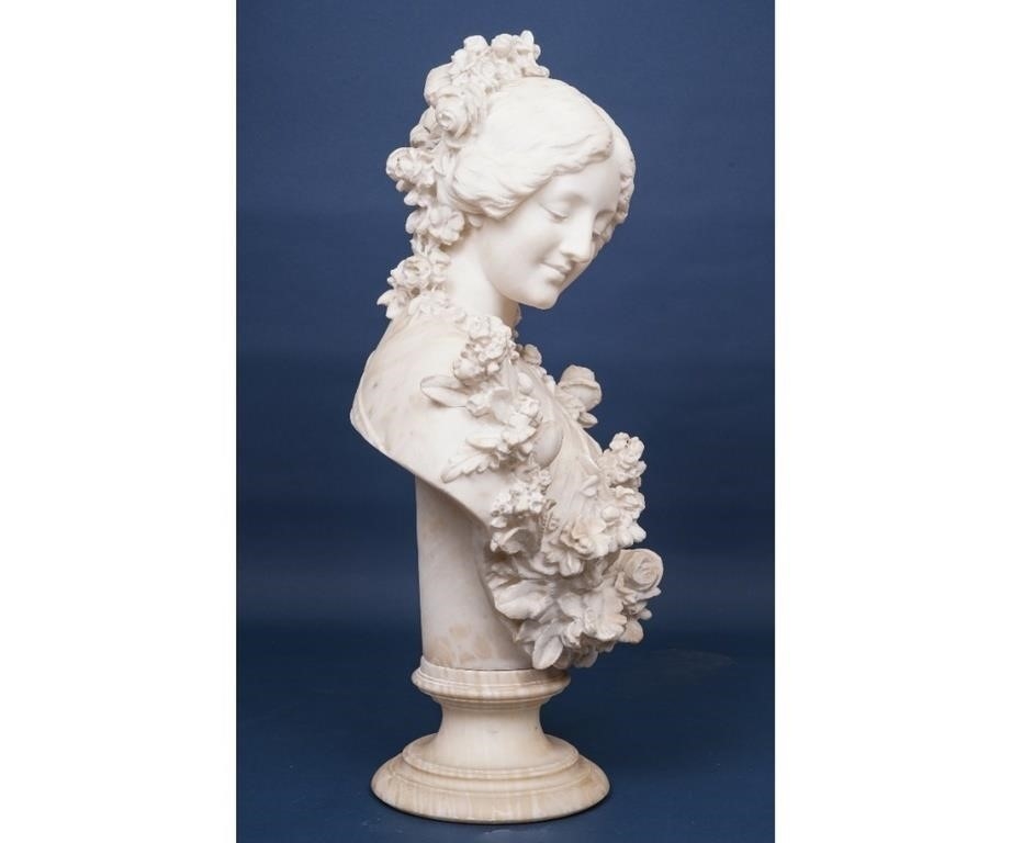 F. Vichi | Large Italian alabaster Art Nouveau style bust of a young ...