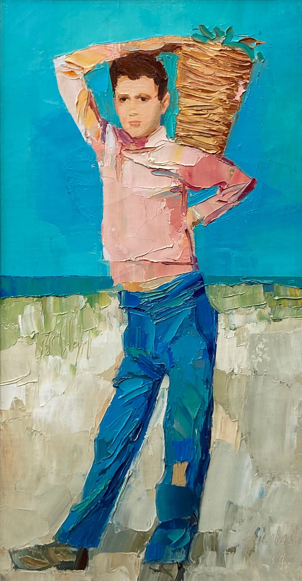 Nicola Simbari | Nicola Simbari - Boy with a Basket (1969) | MutualArt