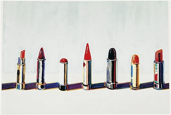 Wayne Thiebaud | Wayne Thiebaud - Seven Lipsticks (1991) | MutualArt
