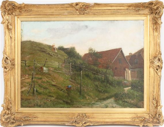 Frank Lewis Emanuel | Farm scene with figures | MutualArt