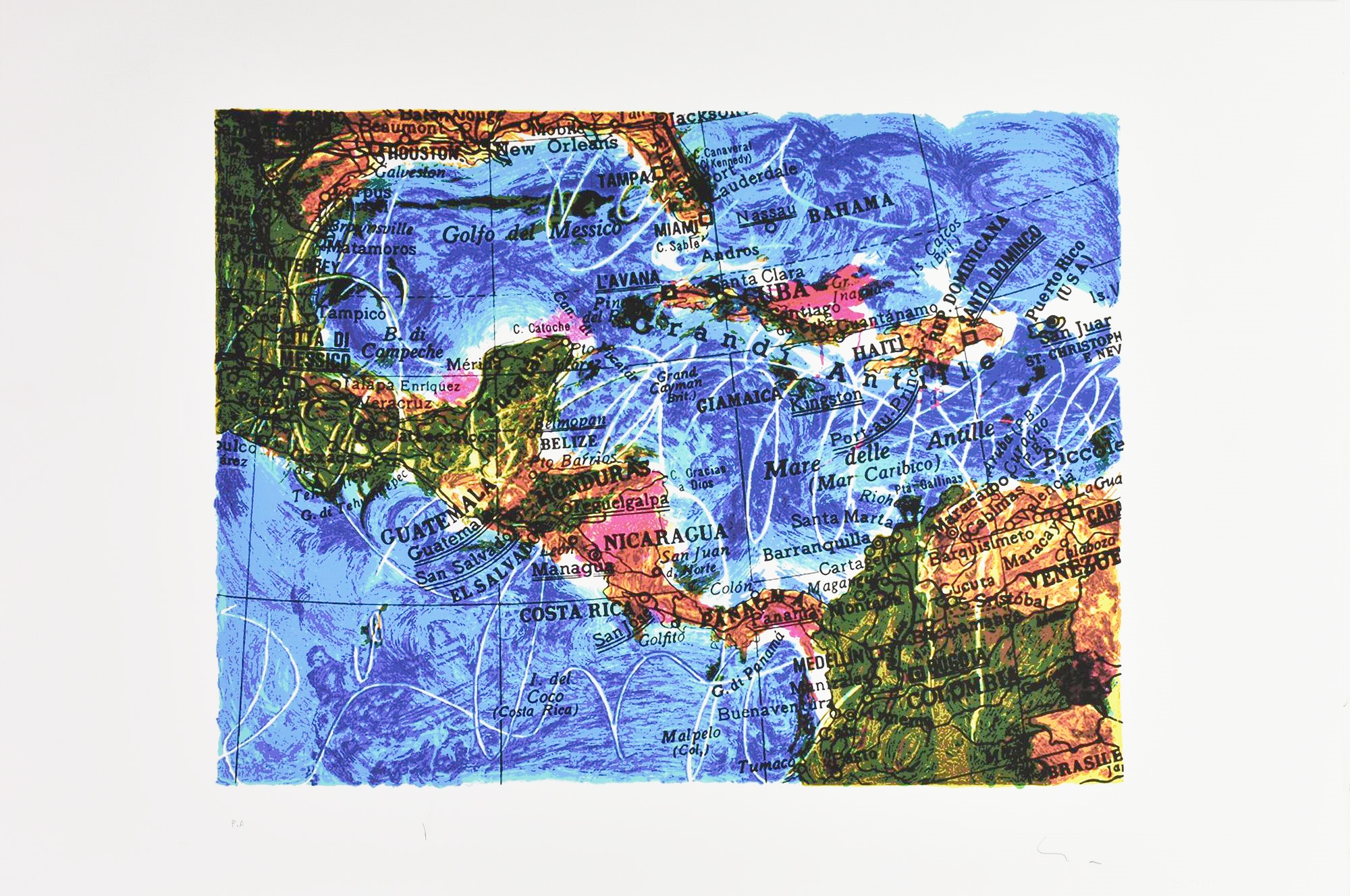 Mario Schifano | Mario Schifano (1934 - 1998) CARTINA CARAIBI ...