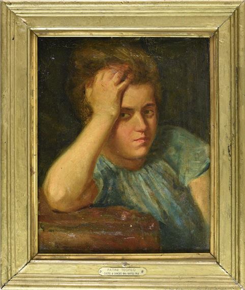 Teofilo Patini | Teofilo Patini FANCIULLA PENSOSA olio su tela | MutualArt