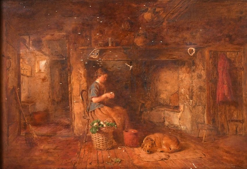 Alfred Provis | INTERIOR, A YOUNG GIRL (1876) | MutualArt