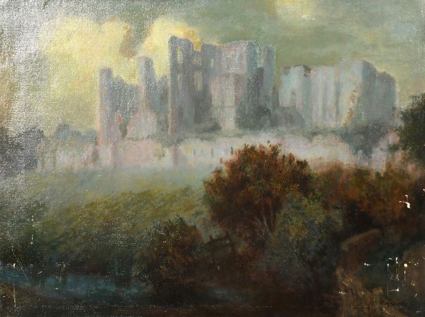 Claude Marks | A castle ruins shrouded in mist | MutualArt
