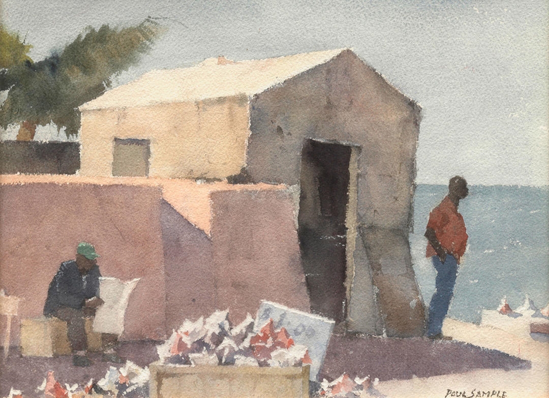 Paul Sample | Old Man and Young Girl on a Walk | MutualArt