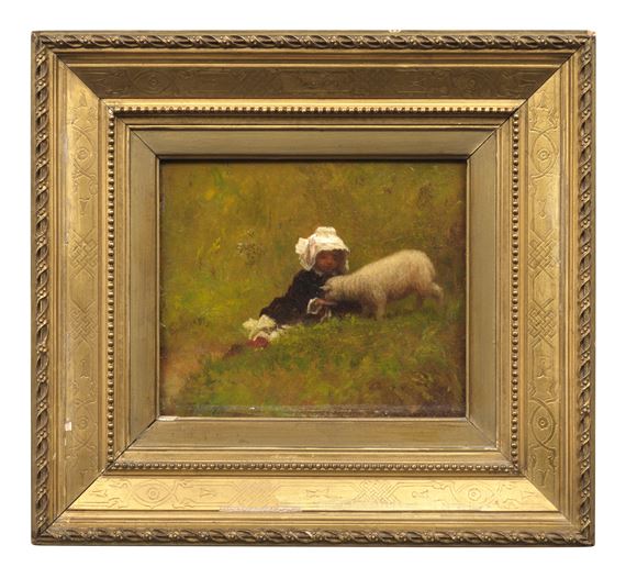 Eastman Johnson | Child and Lamb (1875) | MutualArt