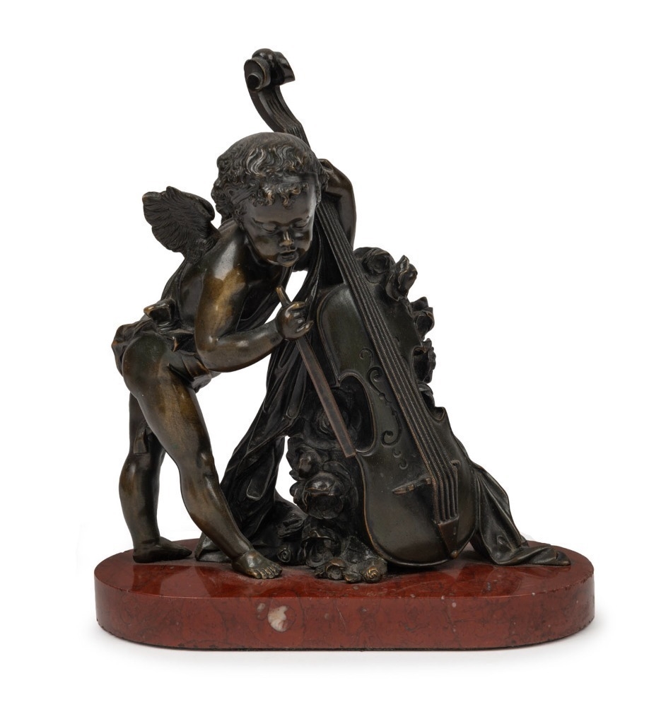 French School, 19th Century | Cupid and cello statue (19th Century ...