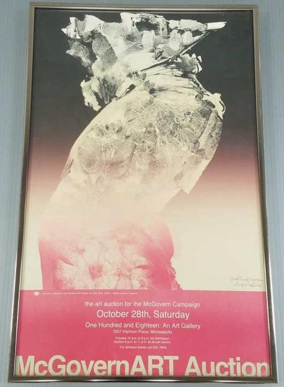 Jerry Rudquist | 1972 McGovern Art Auction poster signed (1972) | MutualArt