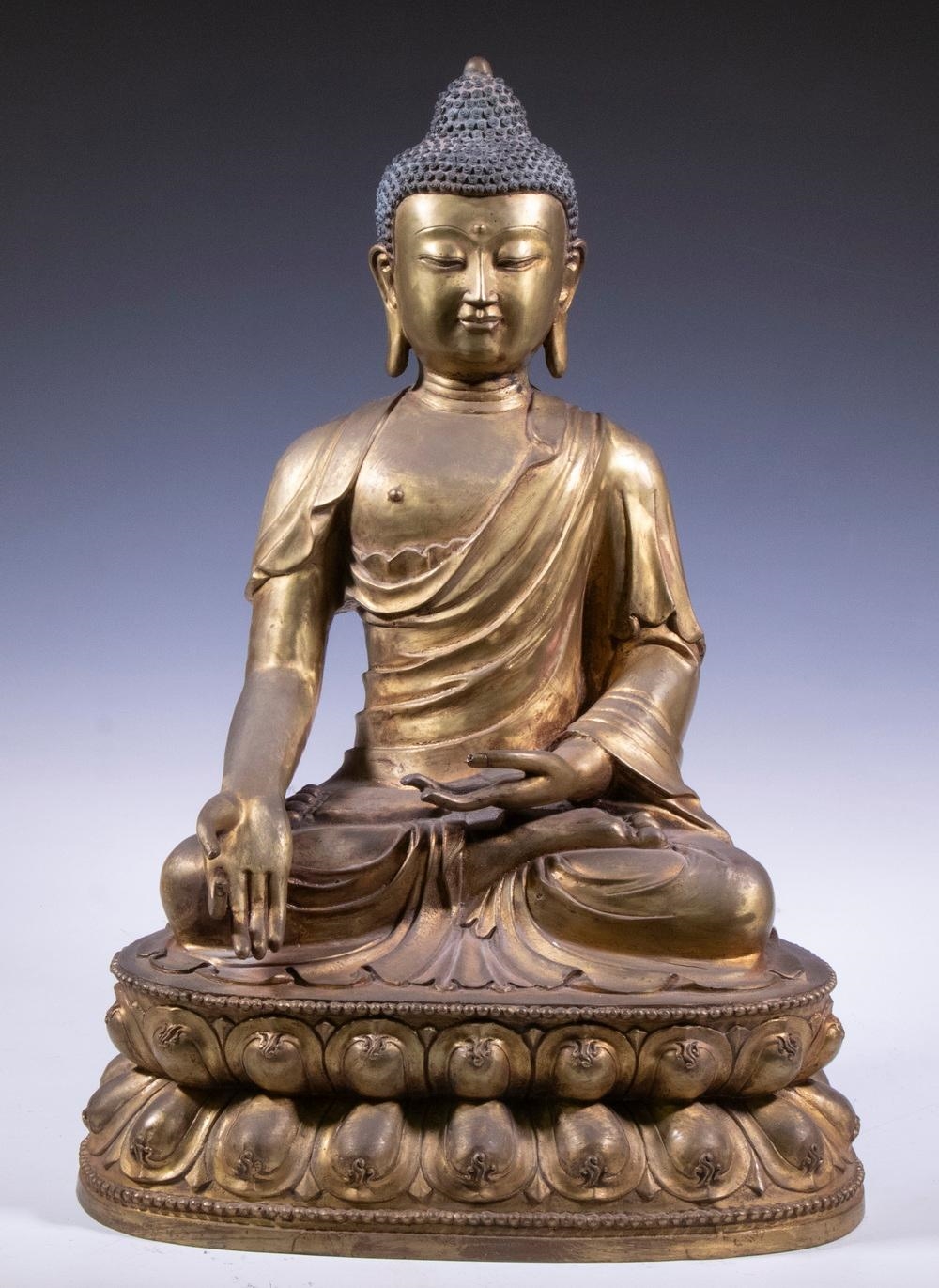 Enlightenment | LARGE GILT BRONZE CHINESE STATUE OF THE BUDDHA (15 ...