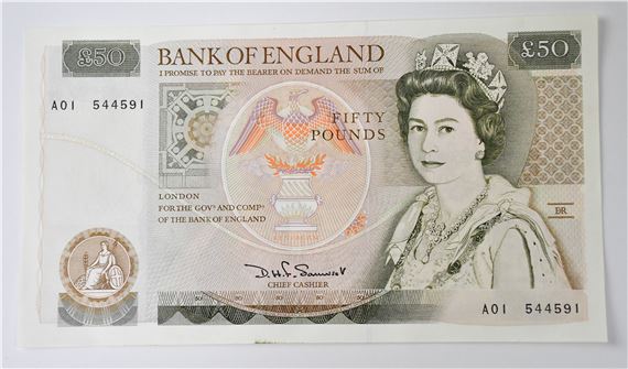 Christopher Wren | A Series D fifty pound banknote (Queen Elizabeth II ...