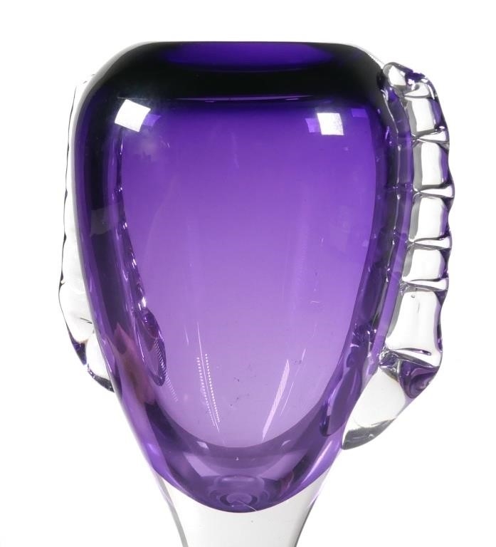 Adam Jablonski | Amethyst art glass vase with scalloped side accents ...