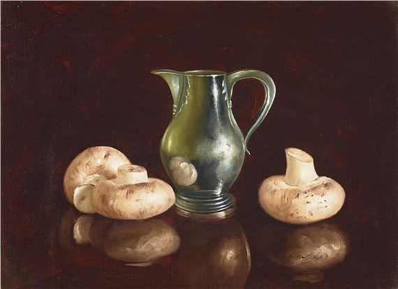 William Acheff | Silver Pitcher with Mushrooms | MutualArt