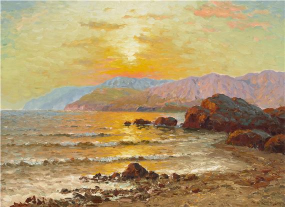 Richard Dey De Ribcowsky | Breaking Waves at Sunset | MutualArt