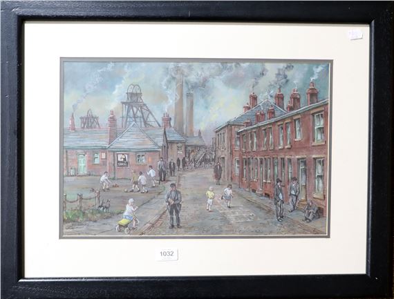 David Newbould | Colliery street scene with children playing | MutualArt