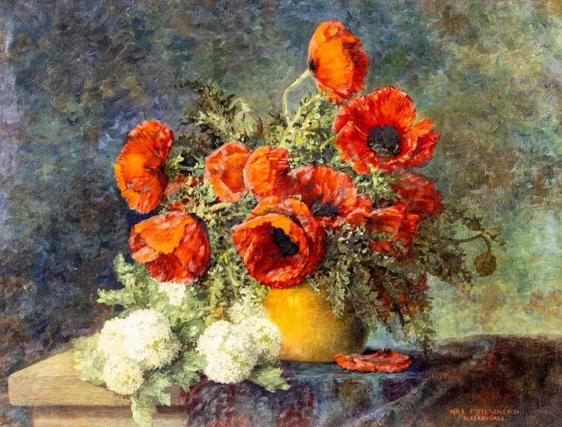 Max Theodor Streckenbach | Still Life with Vase of Poppies | MutualArt