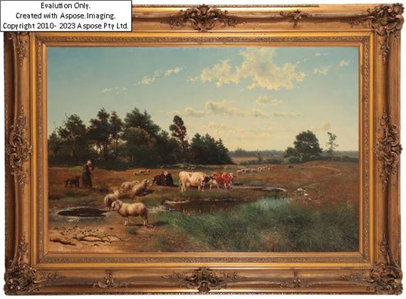 Johan Daniël Koelman | Summer landscape with cattle grazing (1853 ...