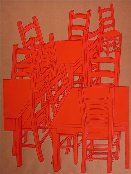 Judith Shahn | Red Table and Chairs | MutualArt