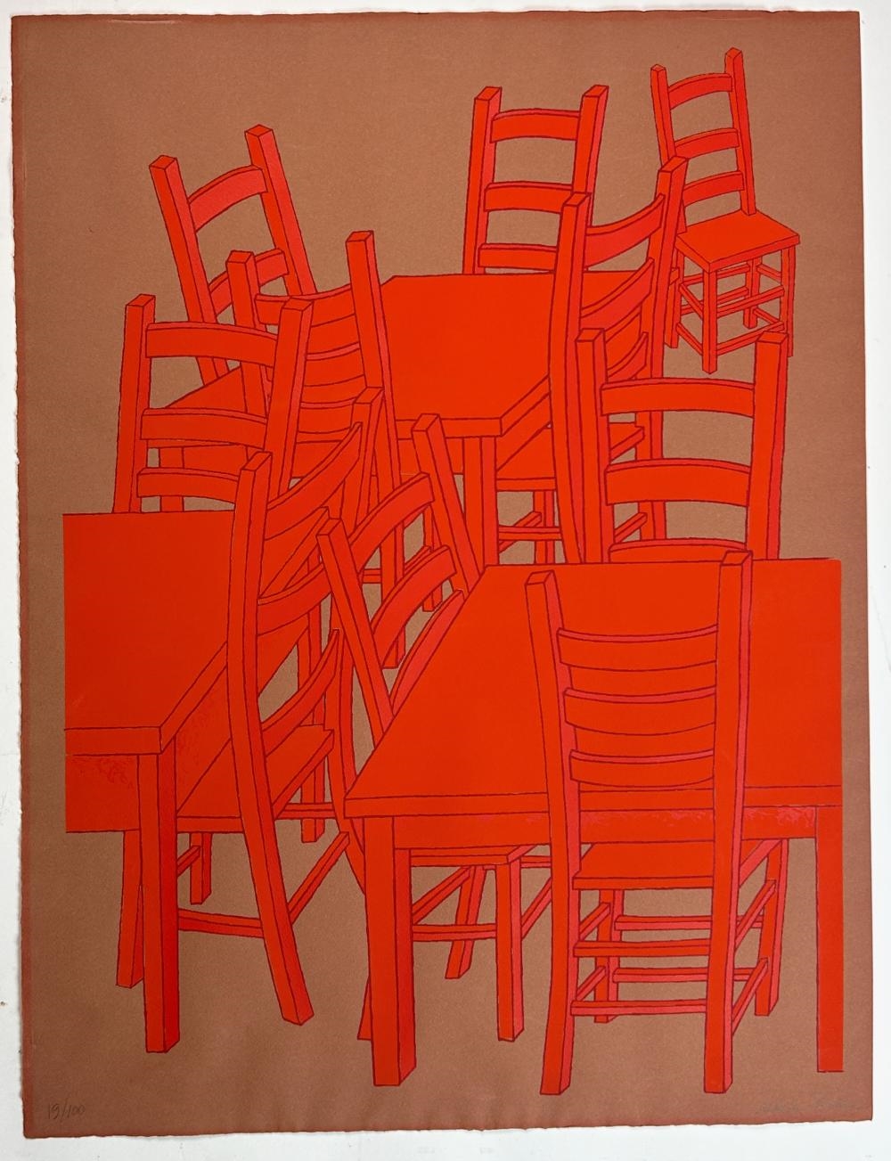 Judith Shahn | Red Table and Chairs | MutualArt