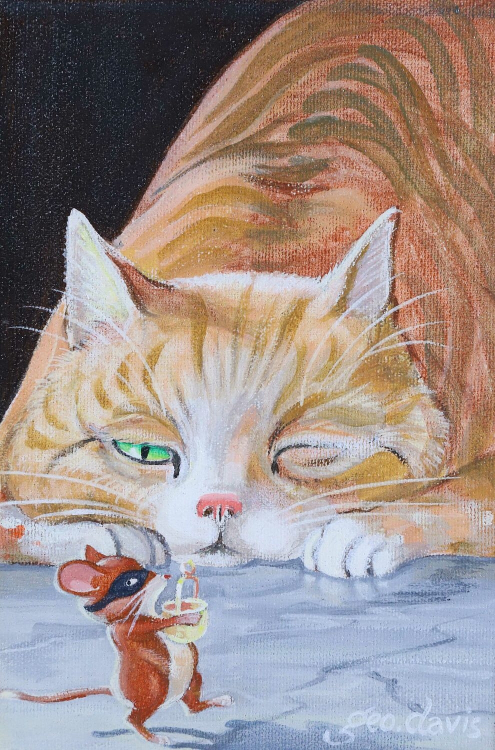 George Davis | Portrait of a Sleepy Cat and Mouse | MutualArt