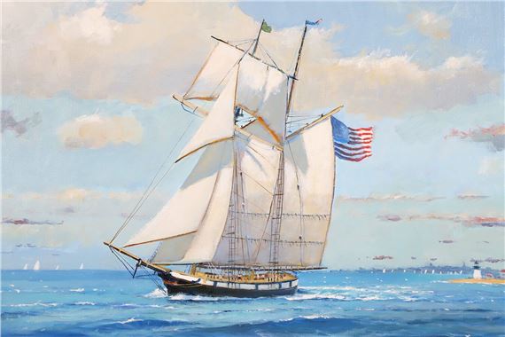 William Lowe | The Lynx Departing Home Port Nantucket | MutualArt