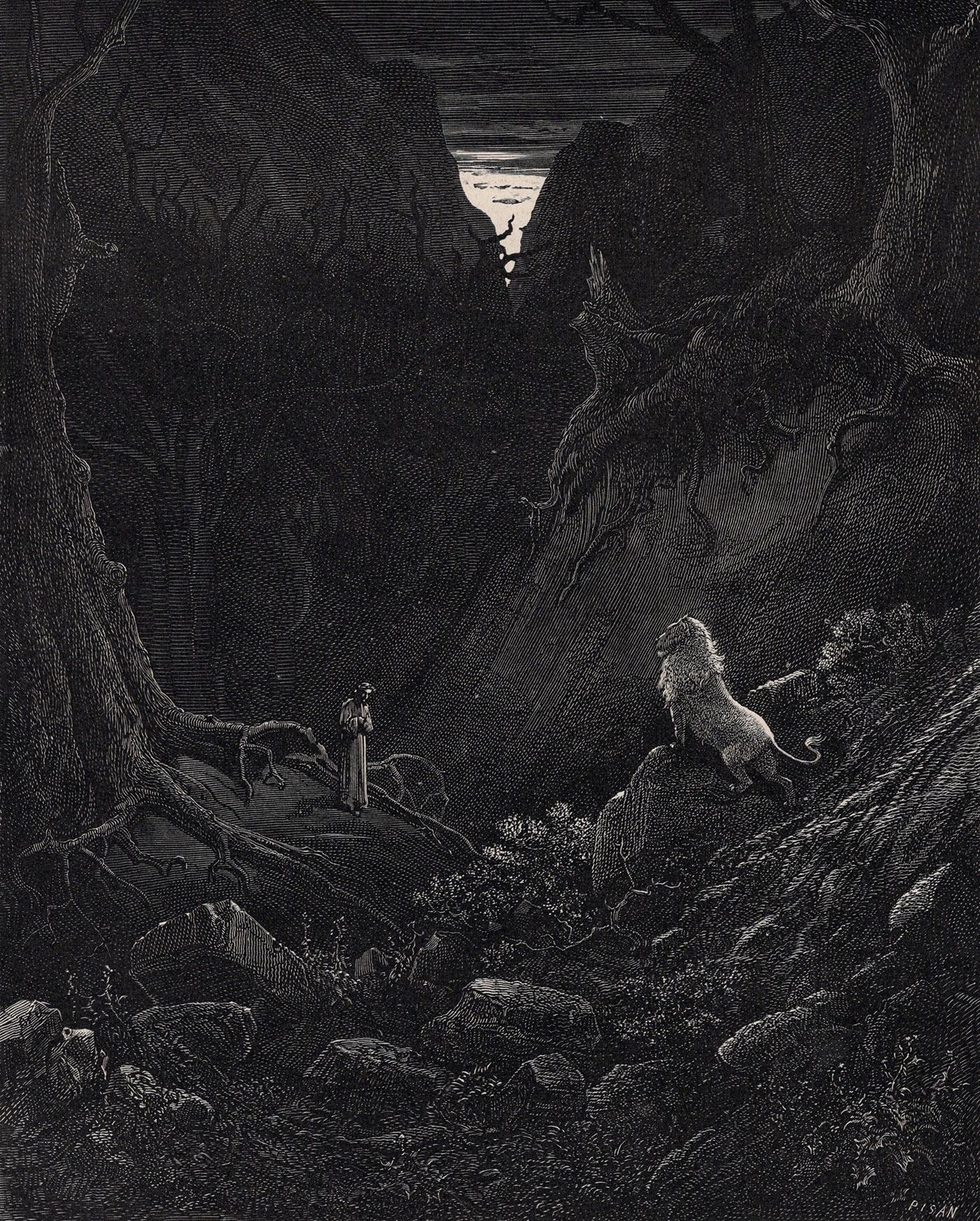 Gustave Doré | Dante And The Lion (1880) | MutualArt
