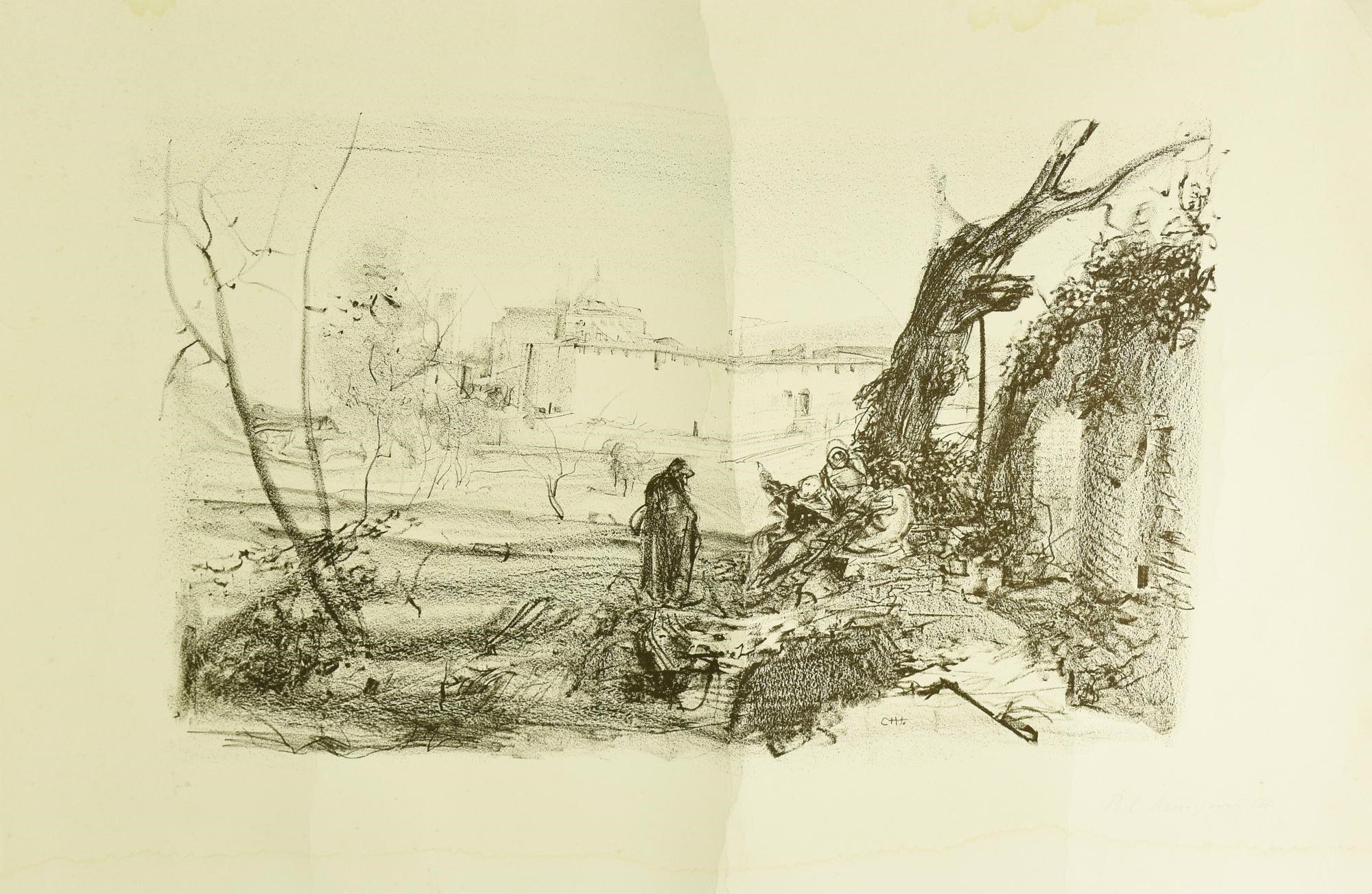 Pietro Annigoni | Pietro Annigoni (1910 - 1988) VEDUTA CON FIGURE ...