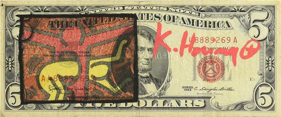 Keith Haring | Keith Haring (1958 - 1990) FIVE DOLLARS intervento su ...