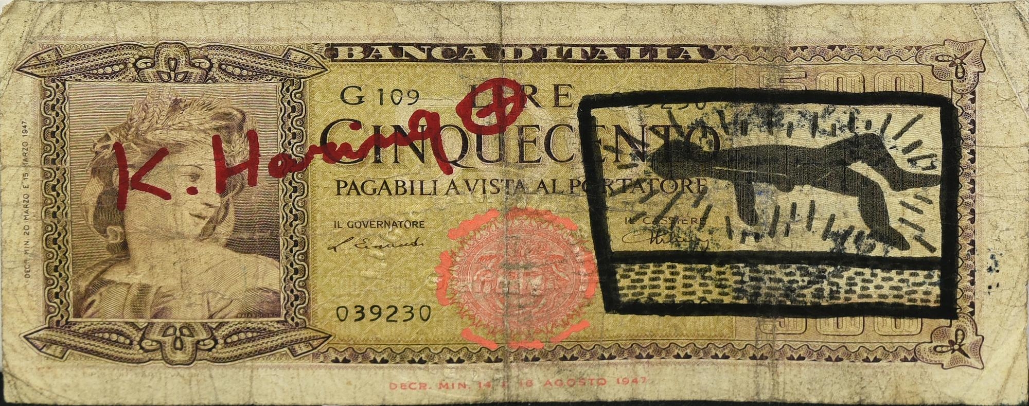 Keith Haring | Keith Haring (1958 - 1990) CINQUECENTO LIRE intervento su banconota (1981 ...