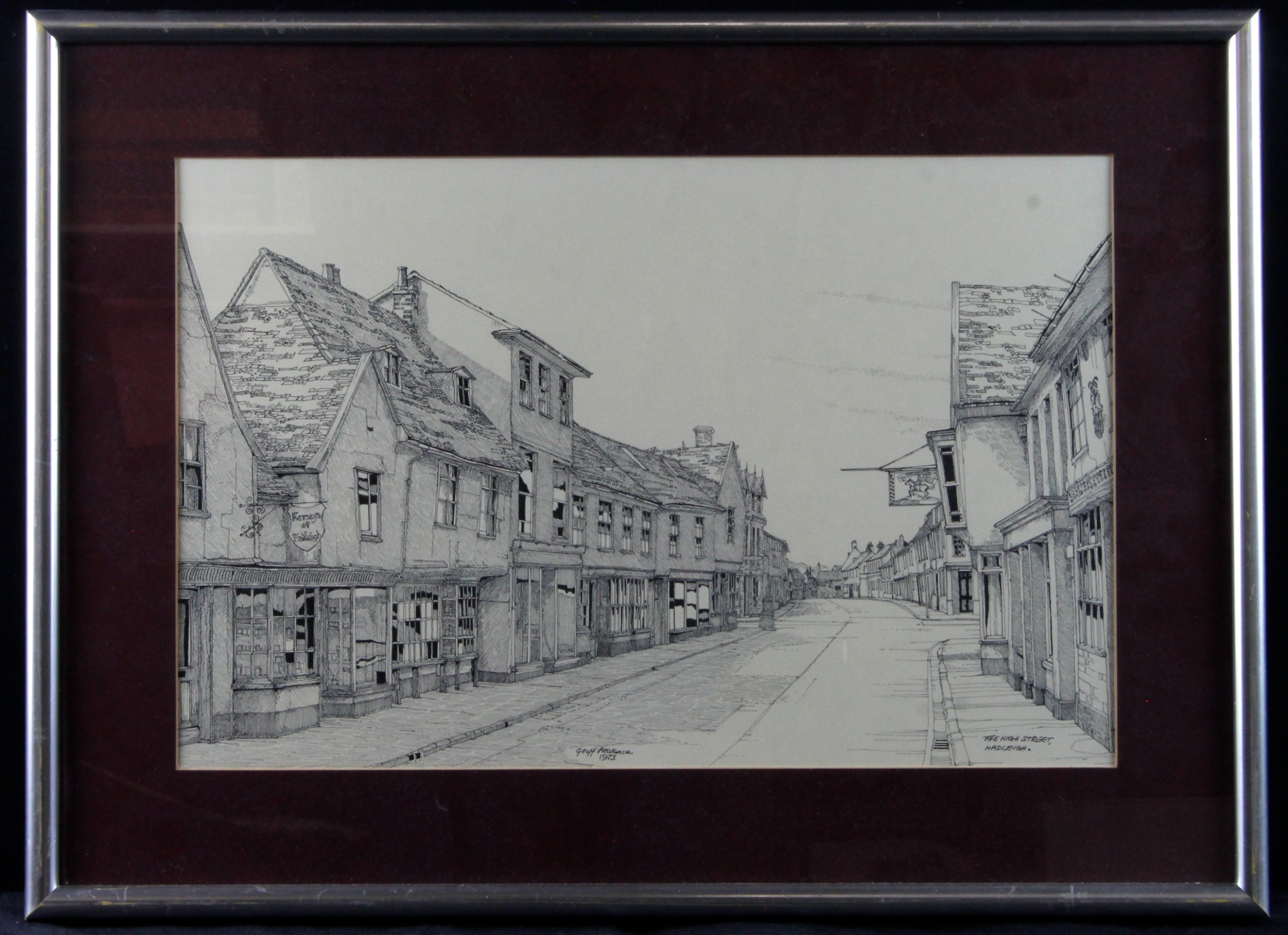 Geoff Pleasance | illustation titled, The High Street (1973) | MutualArt