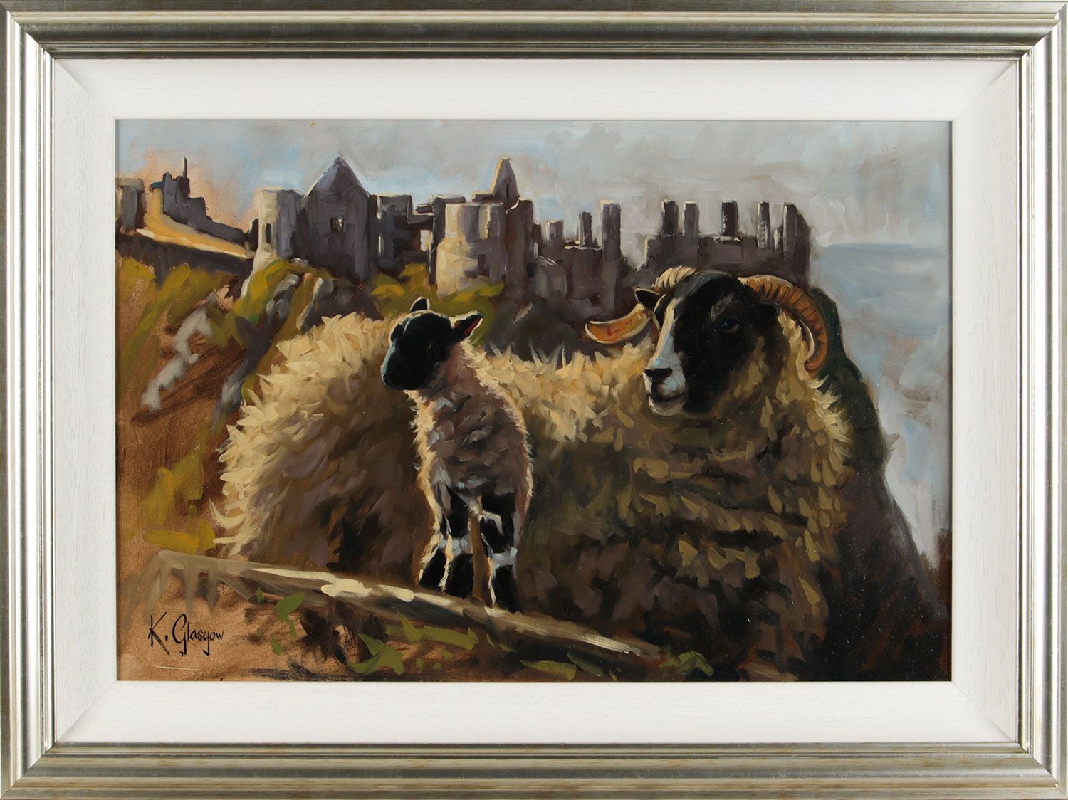 Keith Glasgow | SHEEP BY DUNLUCE CASTLE | MutualArt