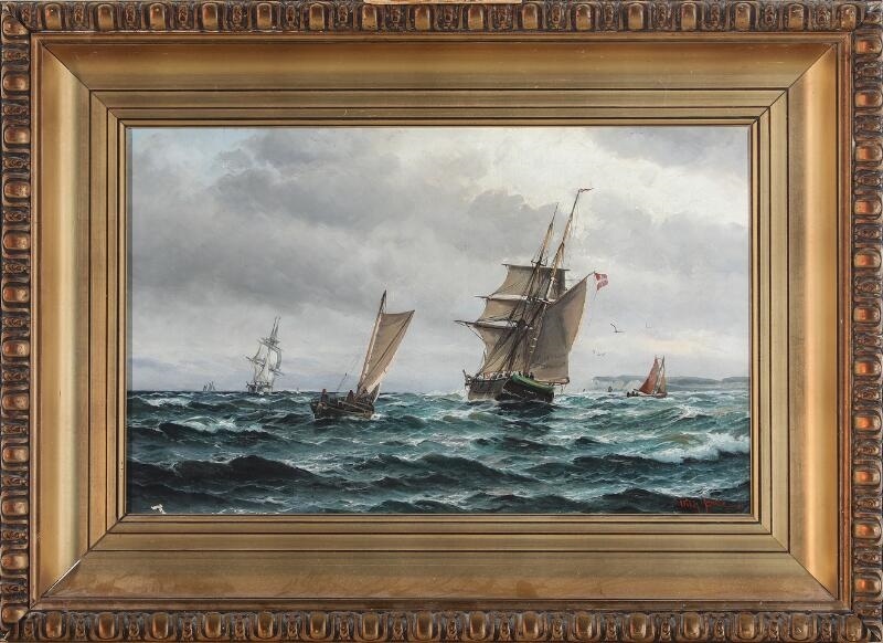 Vilhelm Bille | Marine with a Danish sailing ship and other sailing ...