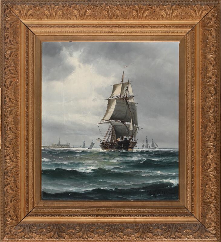 Vilhelm Bille | A sailship at the ocean | MutualArt