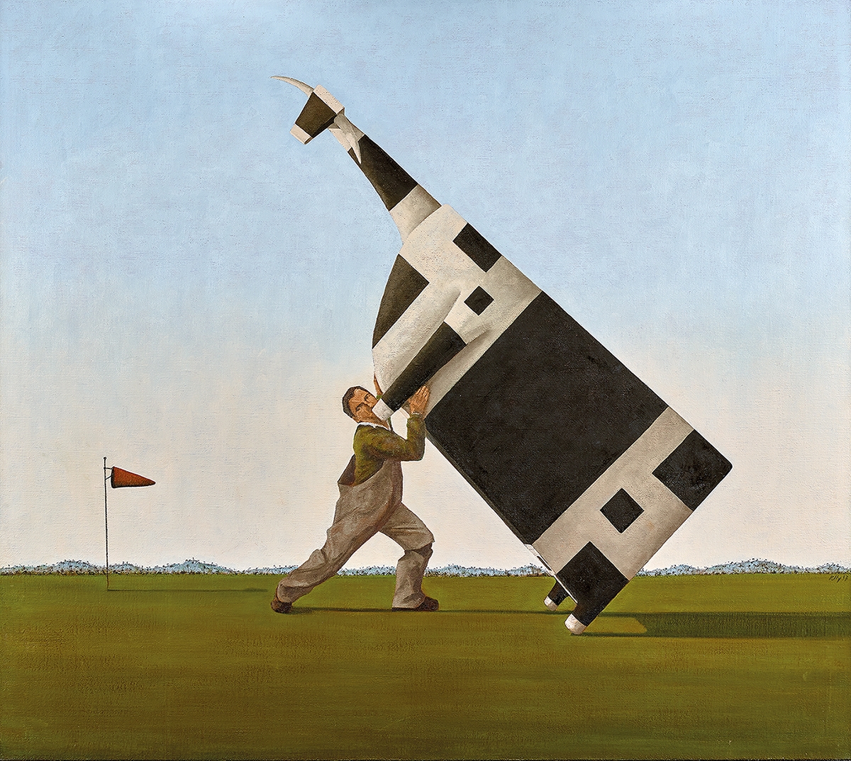 John Kelly | Man Lifting Cow Large (2017) | MutualArt