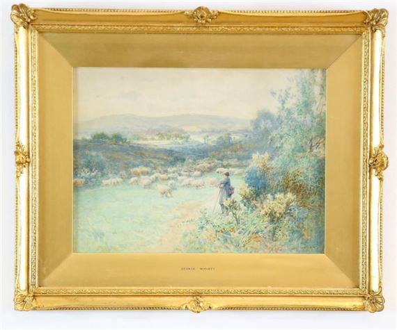 George Whyatt | Shepard with Sheep in English landscape | MutualArt