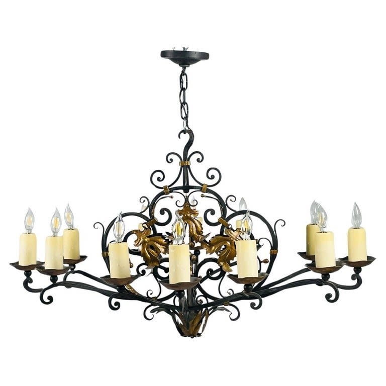 Paul Ferrante | Wrought Iron & Gold Gilt Chandelier by Paul Ferrante ...